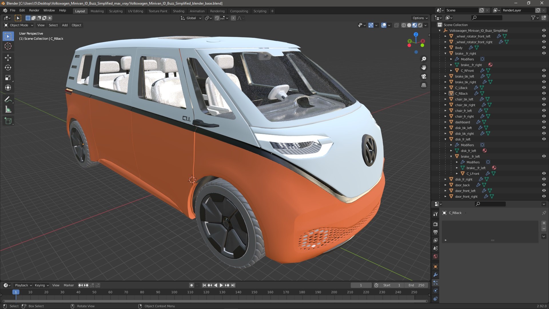 Volkswagen Minivan ID Buzz Simplified 3D Model - TurboSquid 2284157