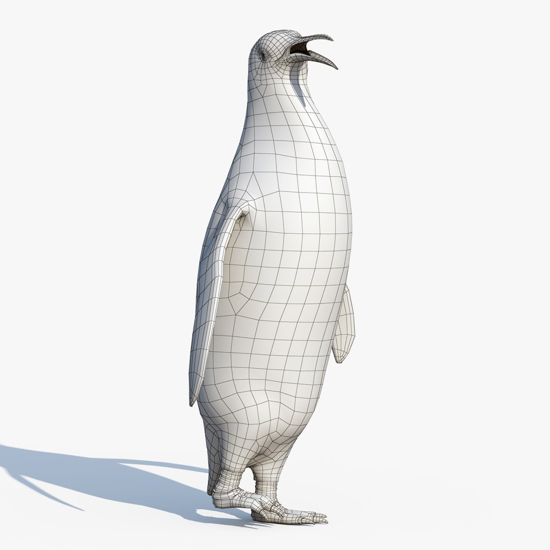 3d King Penguin Fur Rigged Model