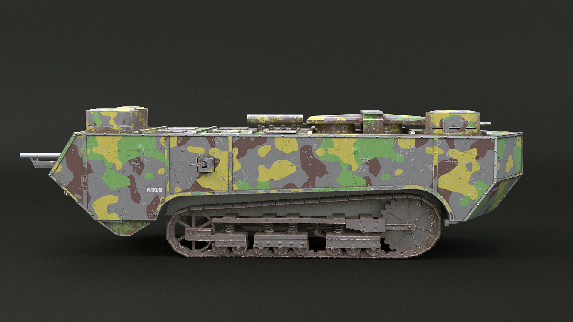 Saint-Chamond French WWI Tank Model - TurboSquid 1990349