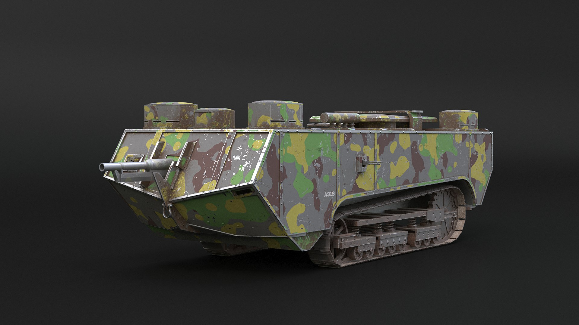 Saint-Chamond French WWI Tank Model - TurboSquid 1990349