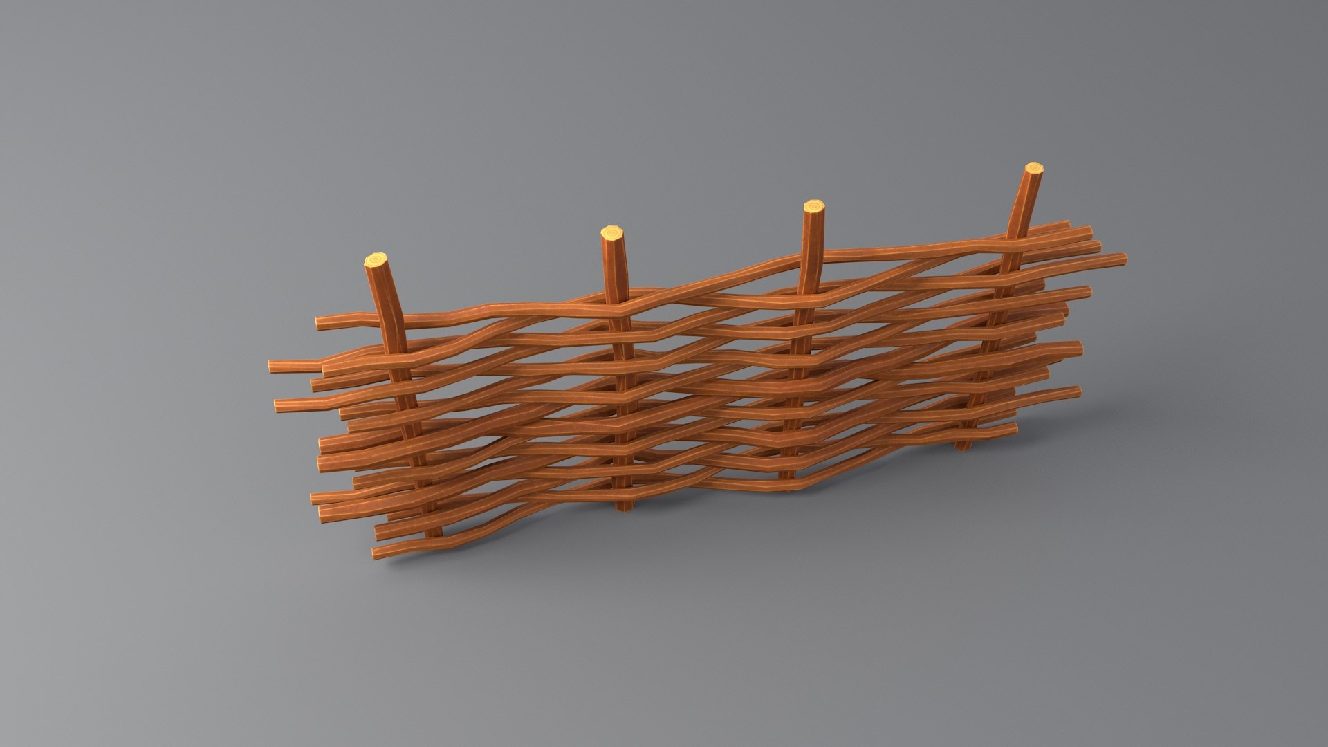 3D Cartoon Wattle Fence 02 - TurboSquid 1942053