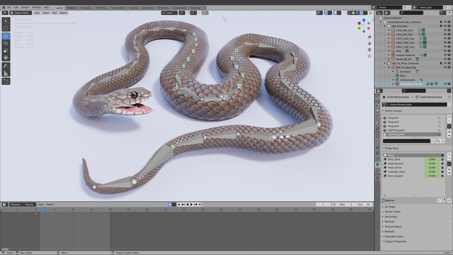 3D Rigged Eastern Brown Snake - TurboSquid 1952267