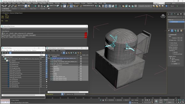 modelo 3d Búnker de torreta de hormigón con ametralladora pesada ...