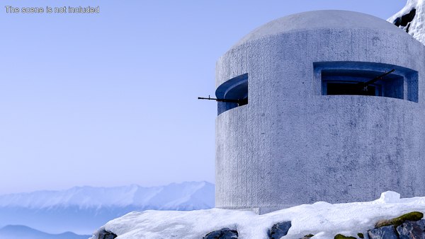 modelo 3d Búnker de torreta de hormigón con ametralladora pesada ...