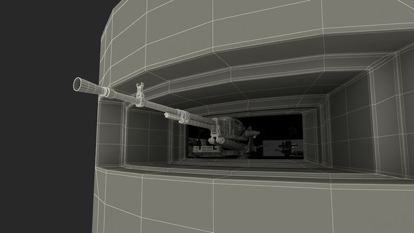 modelo 3d Búnker de torreta de hormigón con ametralladora pesada ...