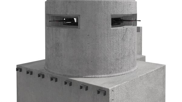 modelo 3d Búnker de torreta de hormigón con ametralladora pesada ...
