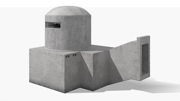 modelo 3d Búnker de torreta de hormigón con ametralladora pesada ...