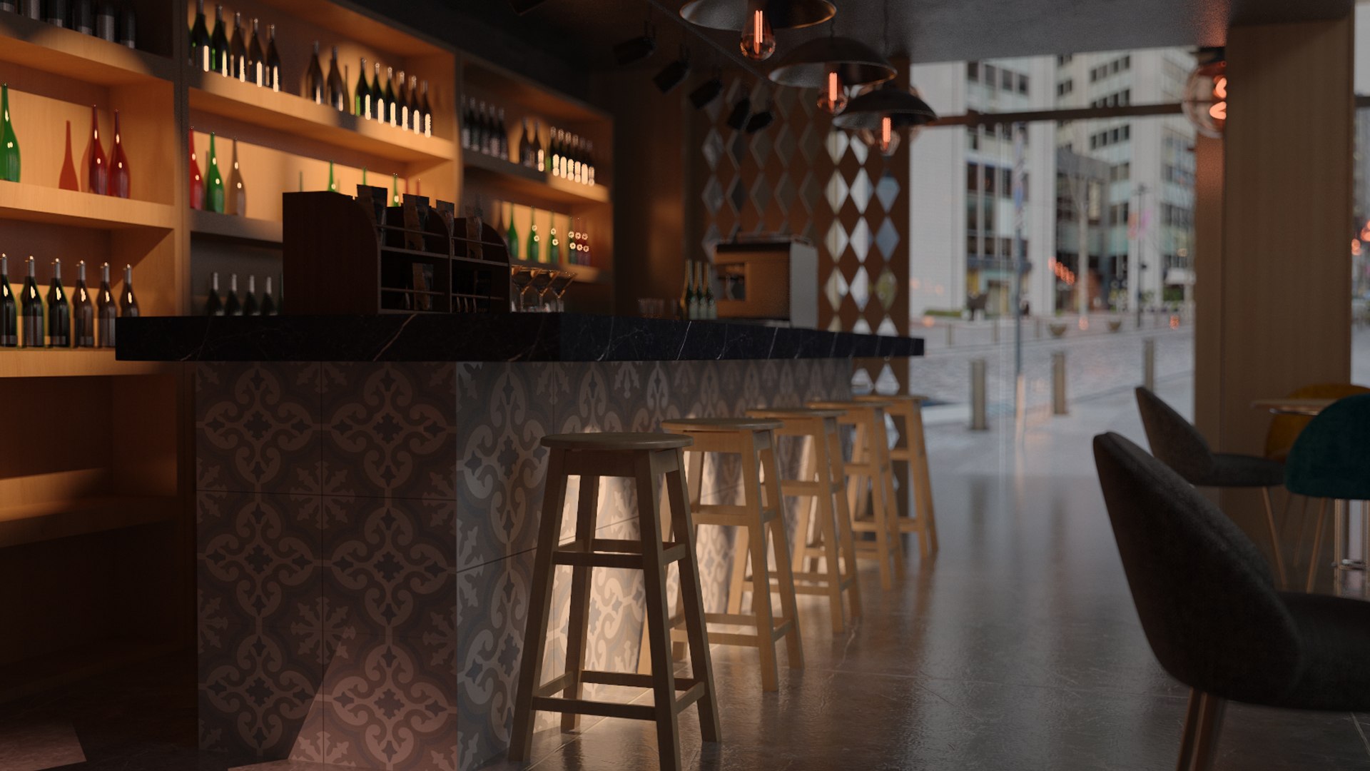 Bar Scene Model - TurboSquid 1625608