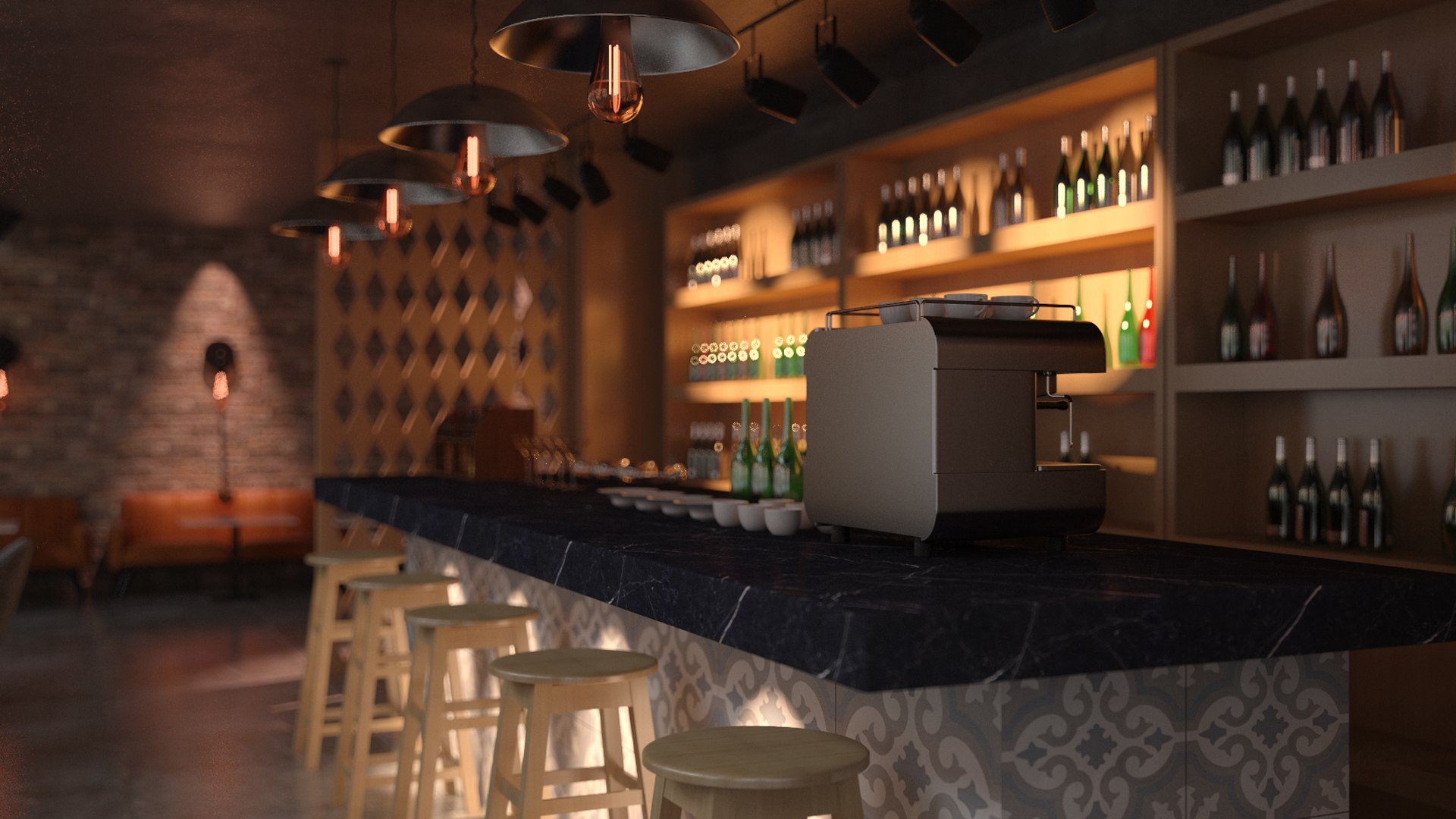 Bar Scene Model - TurboSquid 1625608