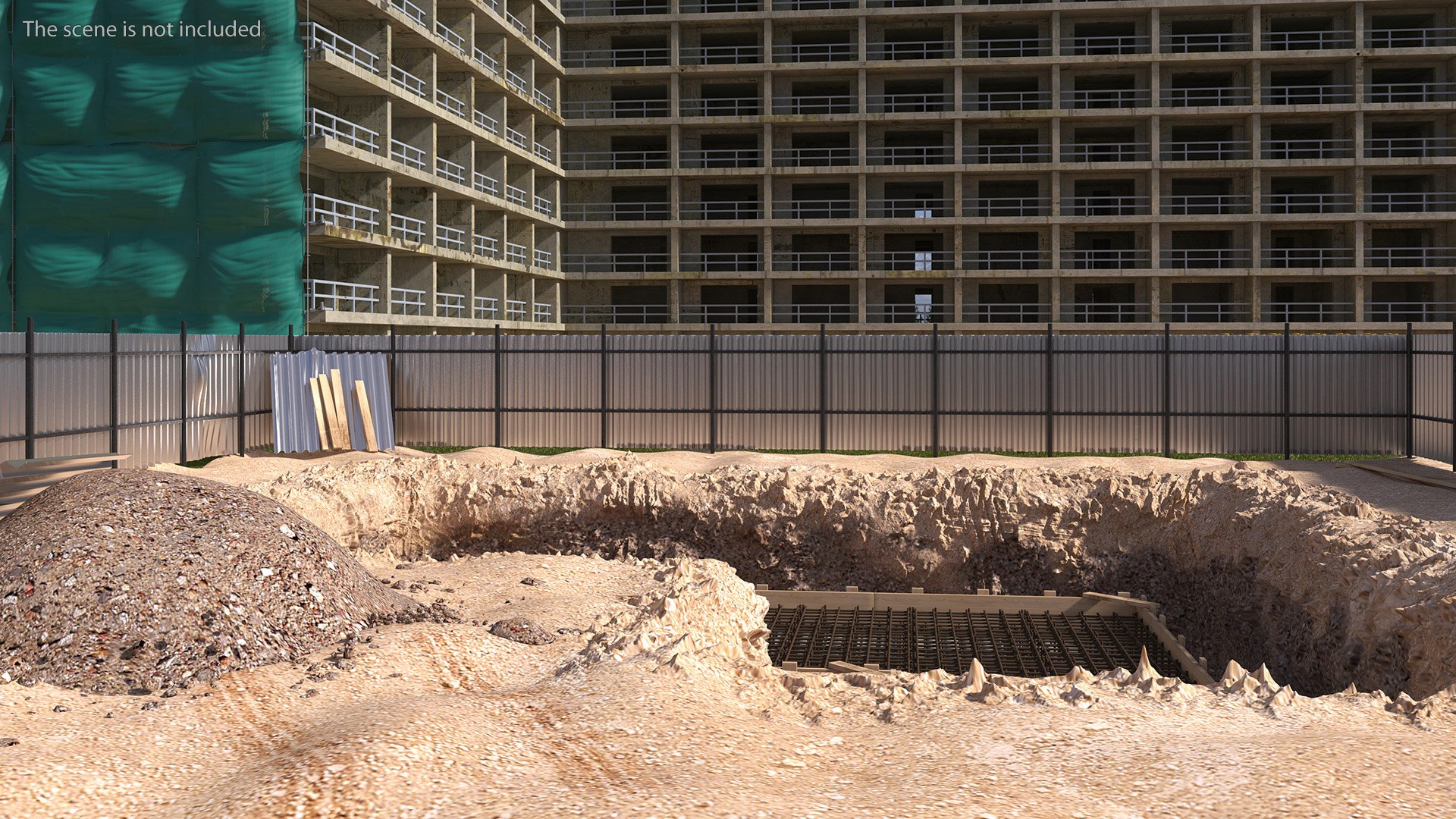3D Excavation Site With Foundations And Fences - TurboSquid 2284582