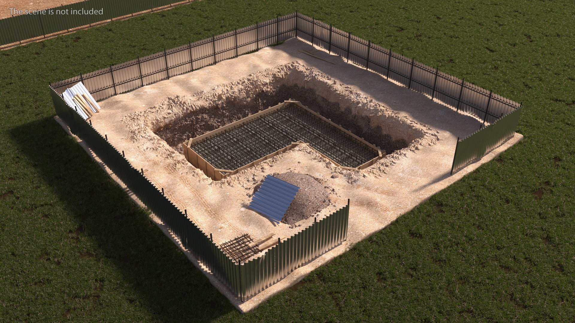 3D Excavation Site With Foundations And Fences - TurboSquid 2284582