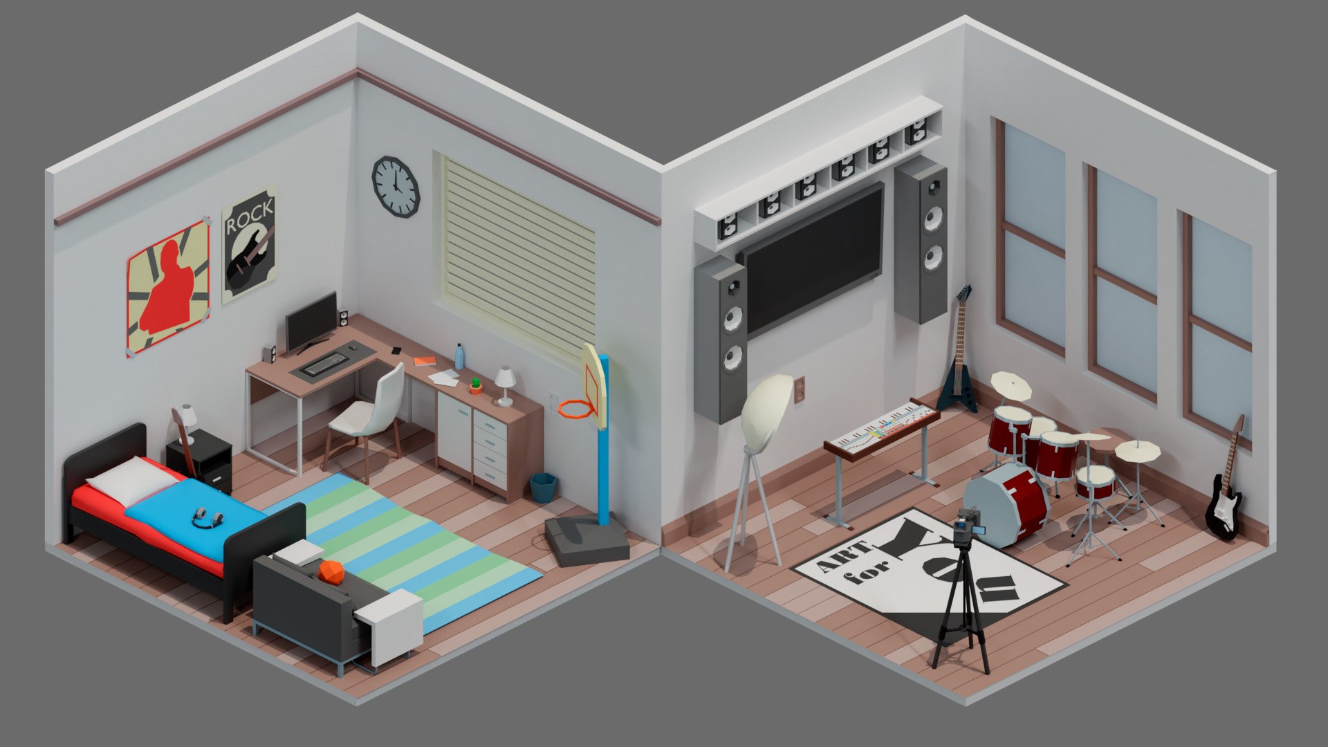 3D low poly interior 1Low poly 28 room - TurboSquid 1893121