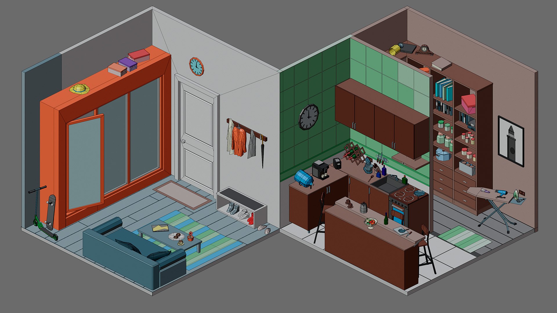 3D low poly interior 1Low poly 28 room - TurboSquid 1893121