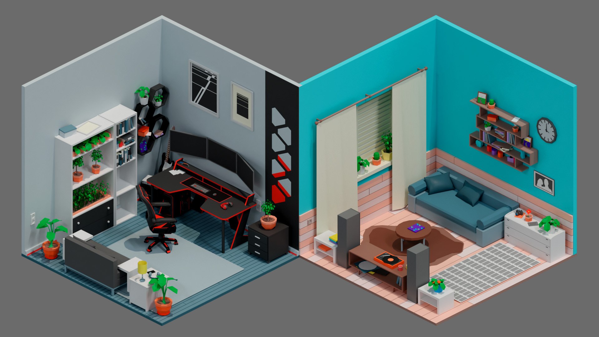 3D low poly interior 1Low poly 28 room - TurboSquid 1893121