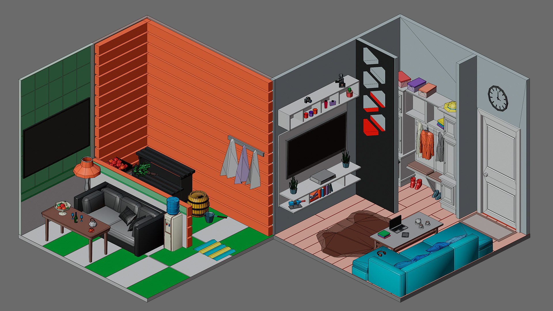 3D low poly interior 1Low poly 28 room - TurboSquid 1893121