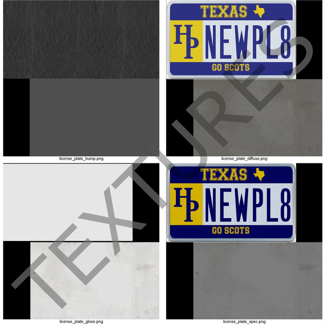 3d Model Texas License Plate