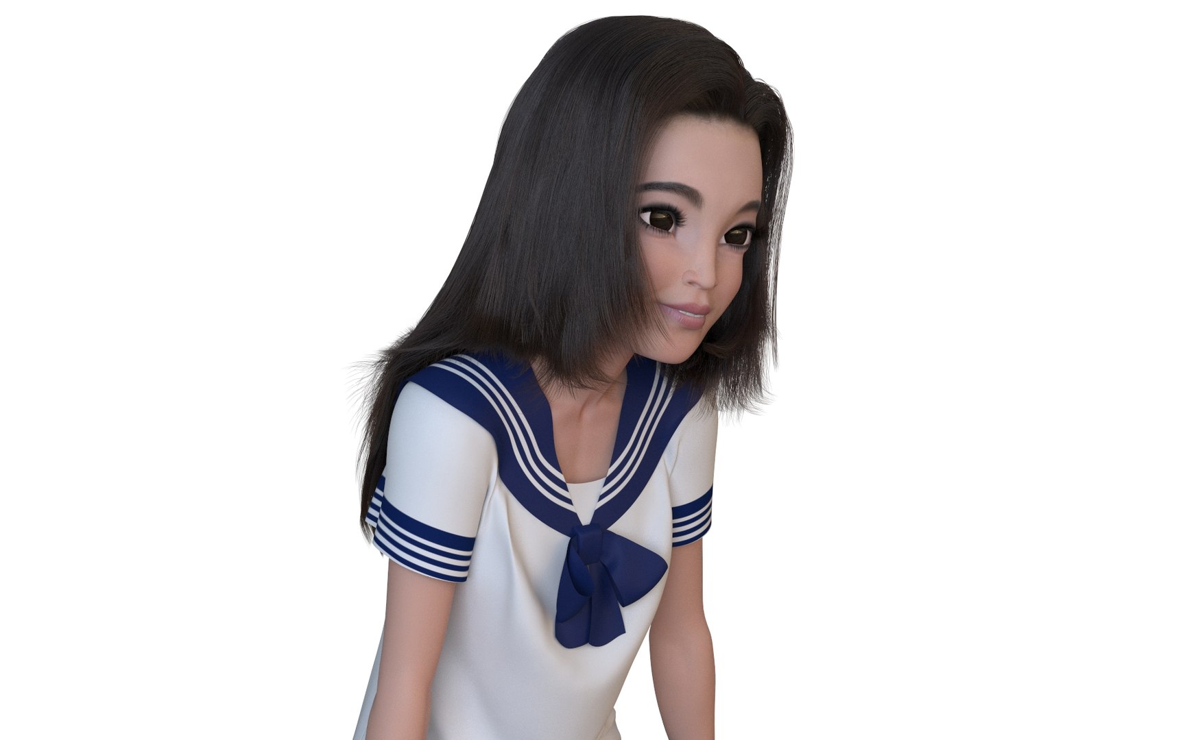 Cartoon Girl Japanese School Sitting 3D - TurboSquid 2273685