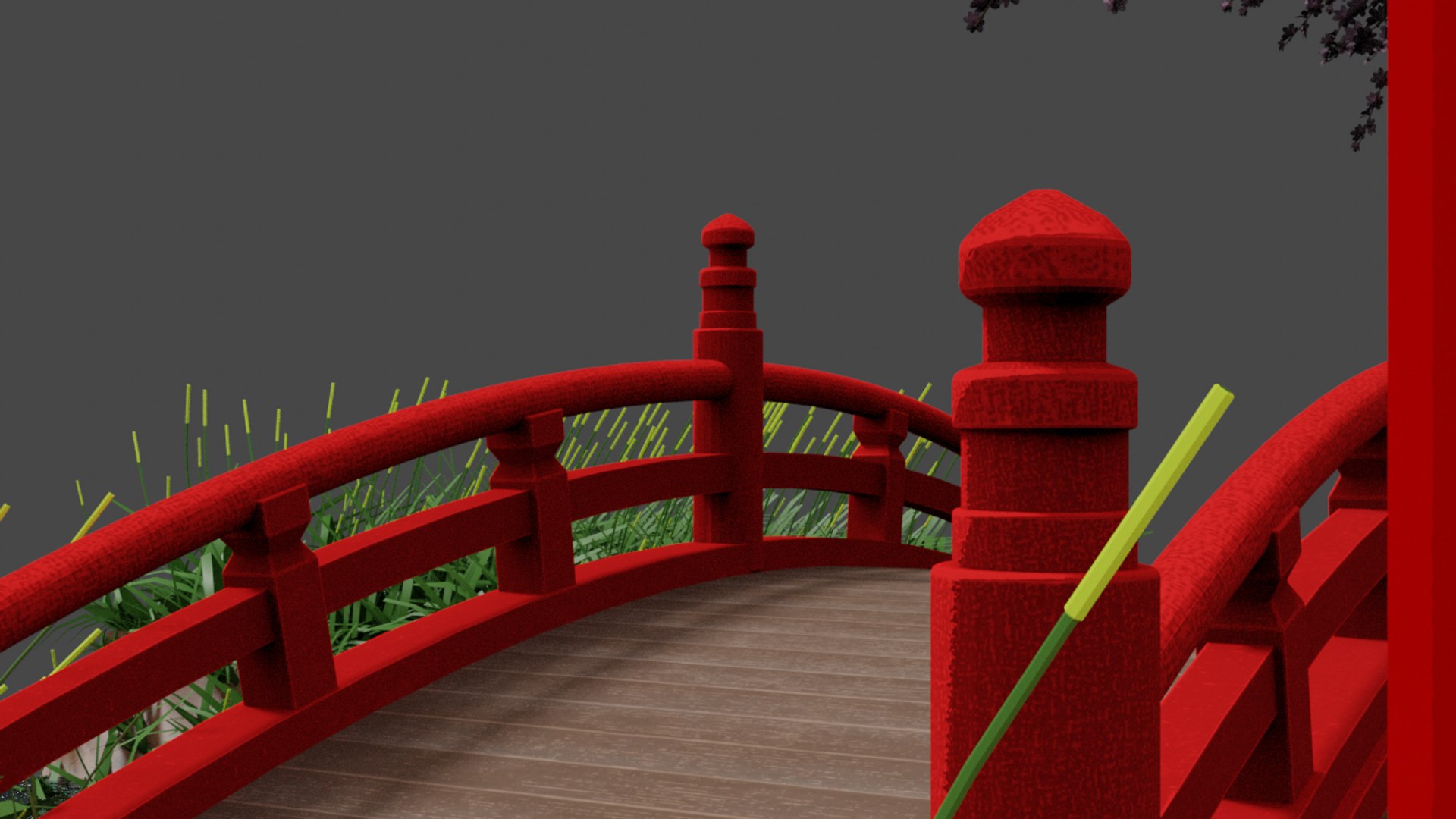 Japan Bridge Sakura Tree 3D - TurboSquid 1615077