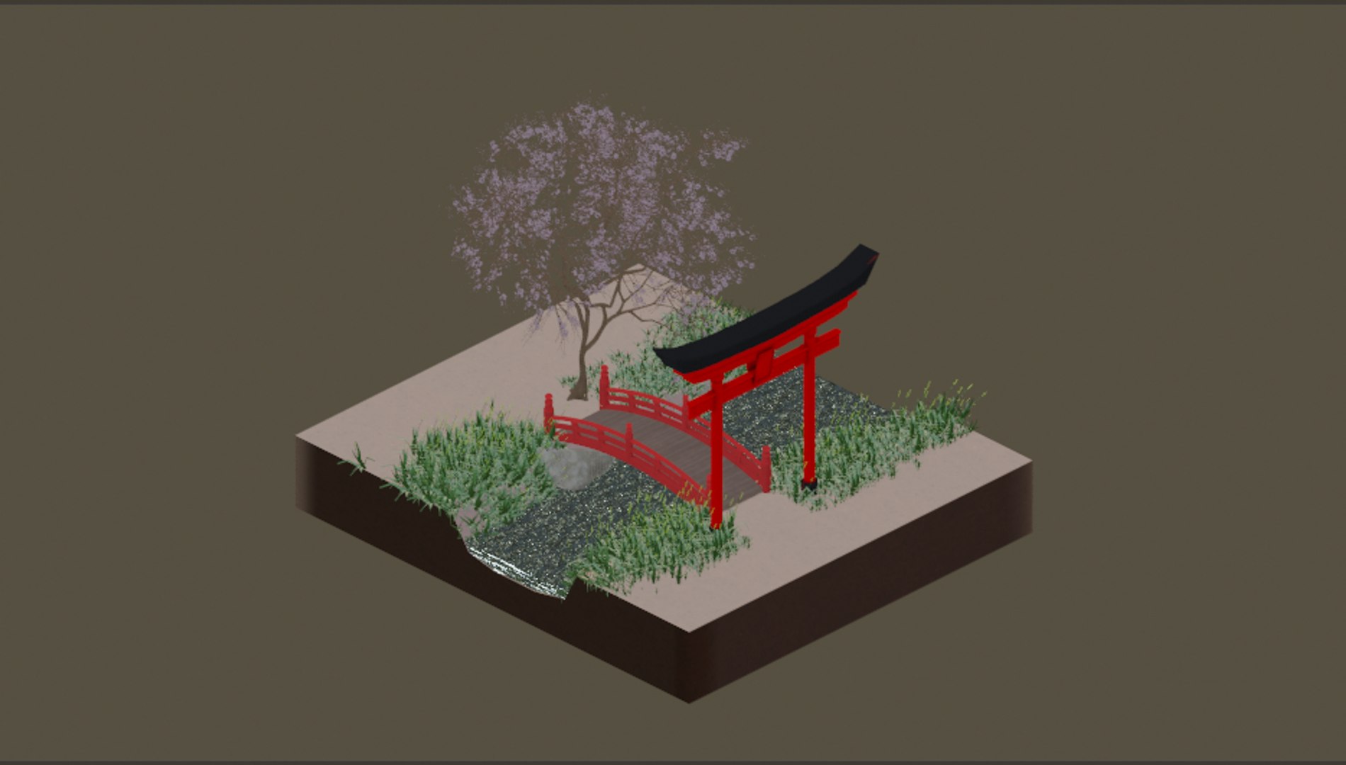 Japan Bridge Sakura Tree 3D - TurboSquid 1615077