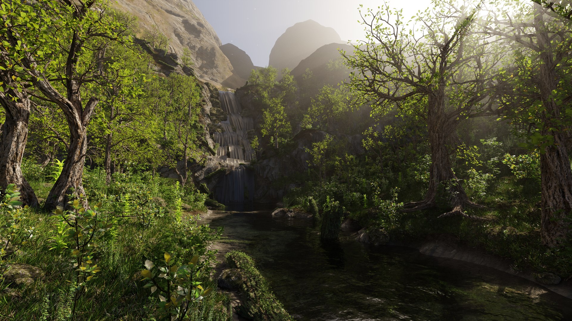 3D Small Waterfall Scene - TurboSquid 1906595