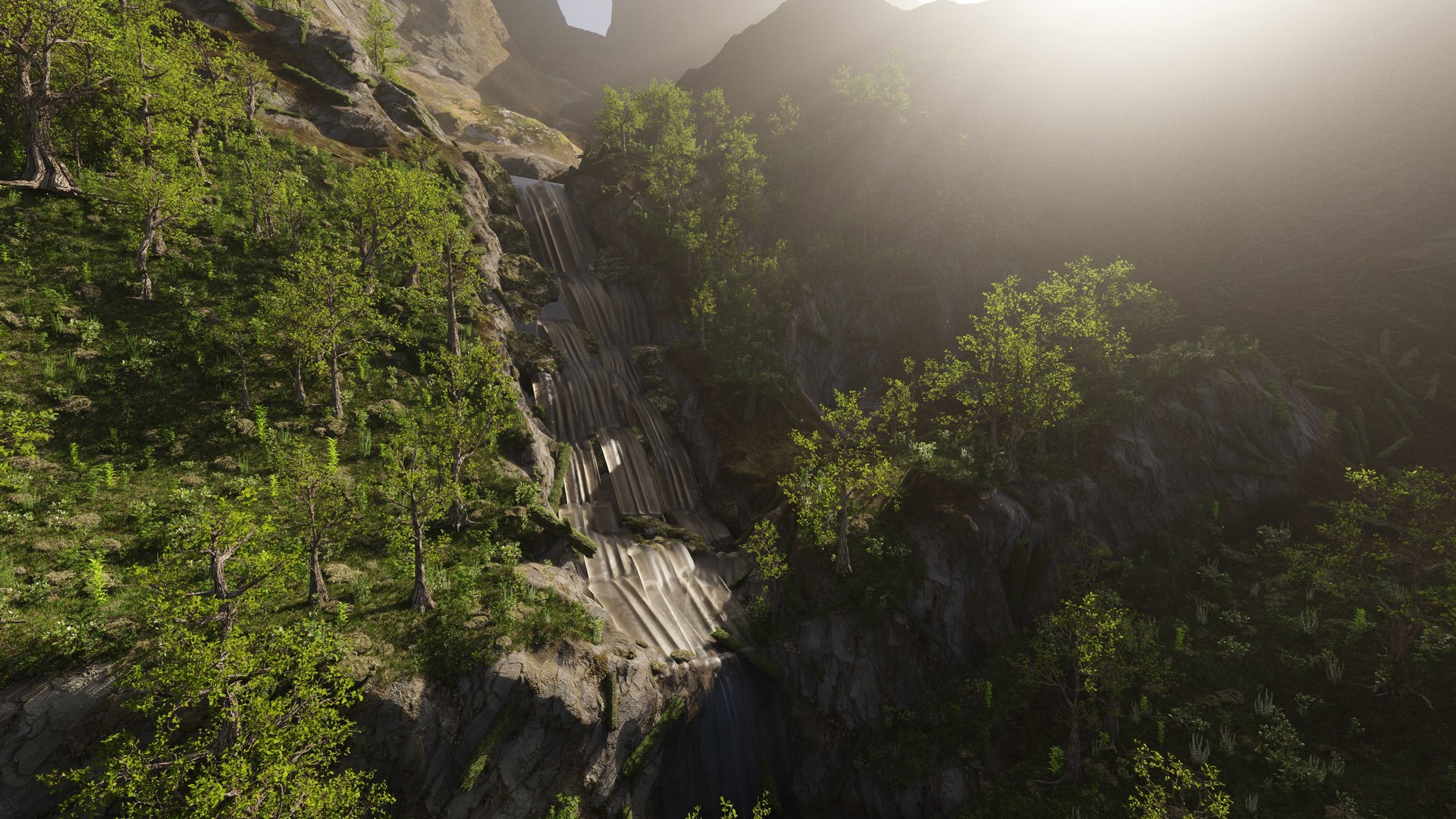 3D Small Waterfall Scene - TurboSquid 1906595
