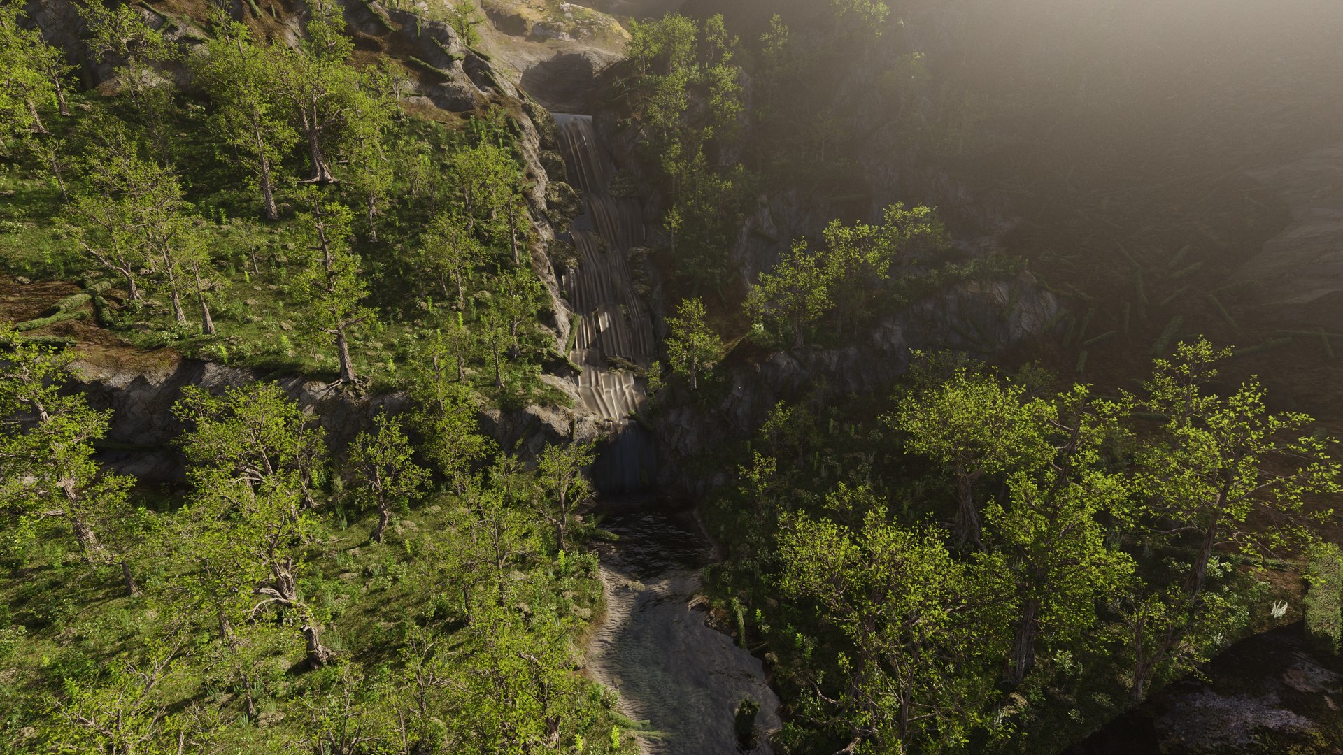 3D Small Waterfall Scene - TurboSquid 1906595