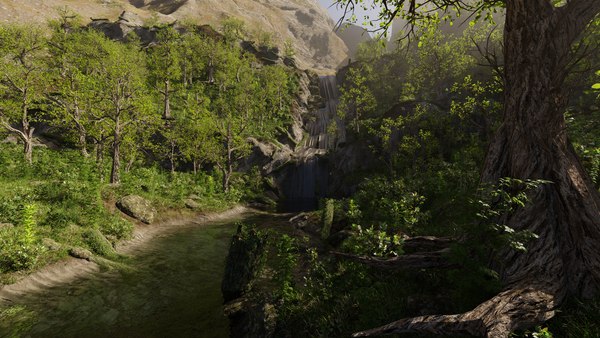 3D Small Waterfall Scene - TurboSquid 1906595
