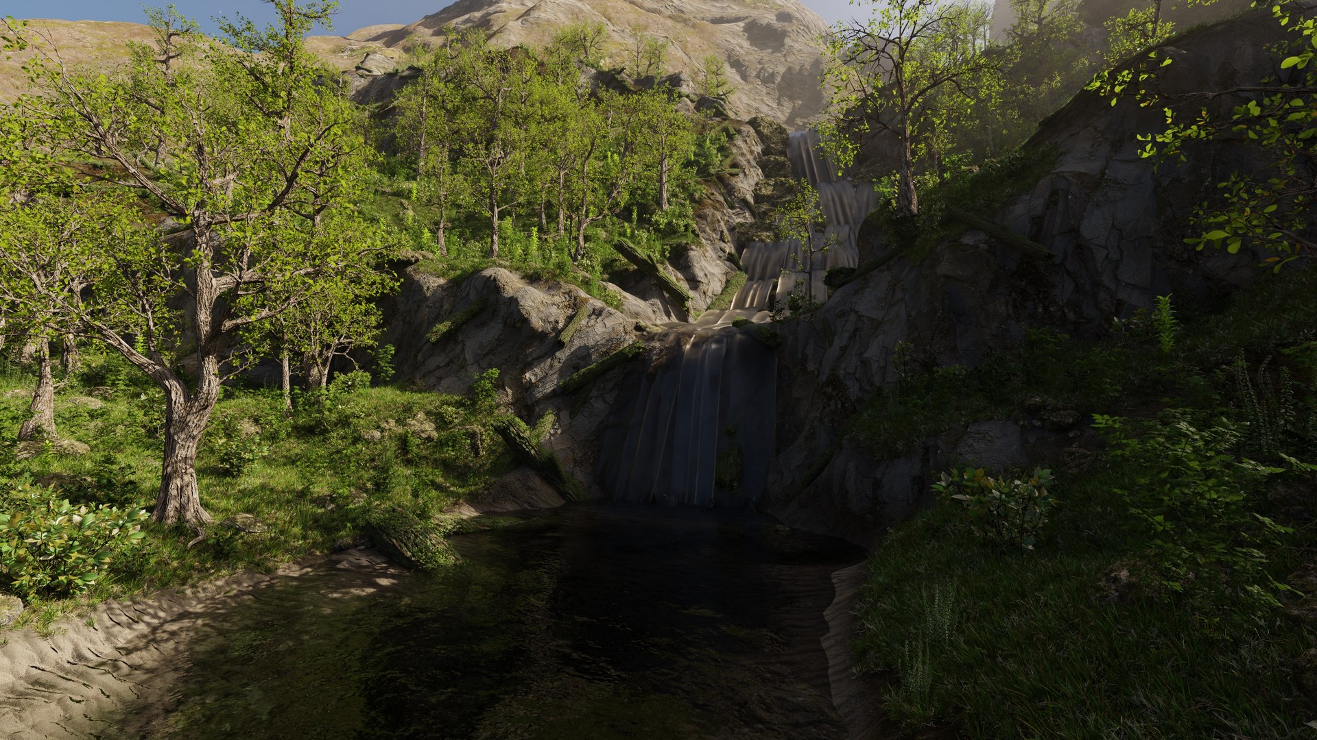 3D Small Waterfall Scene - TurboSquid 1906595