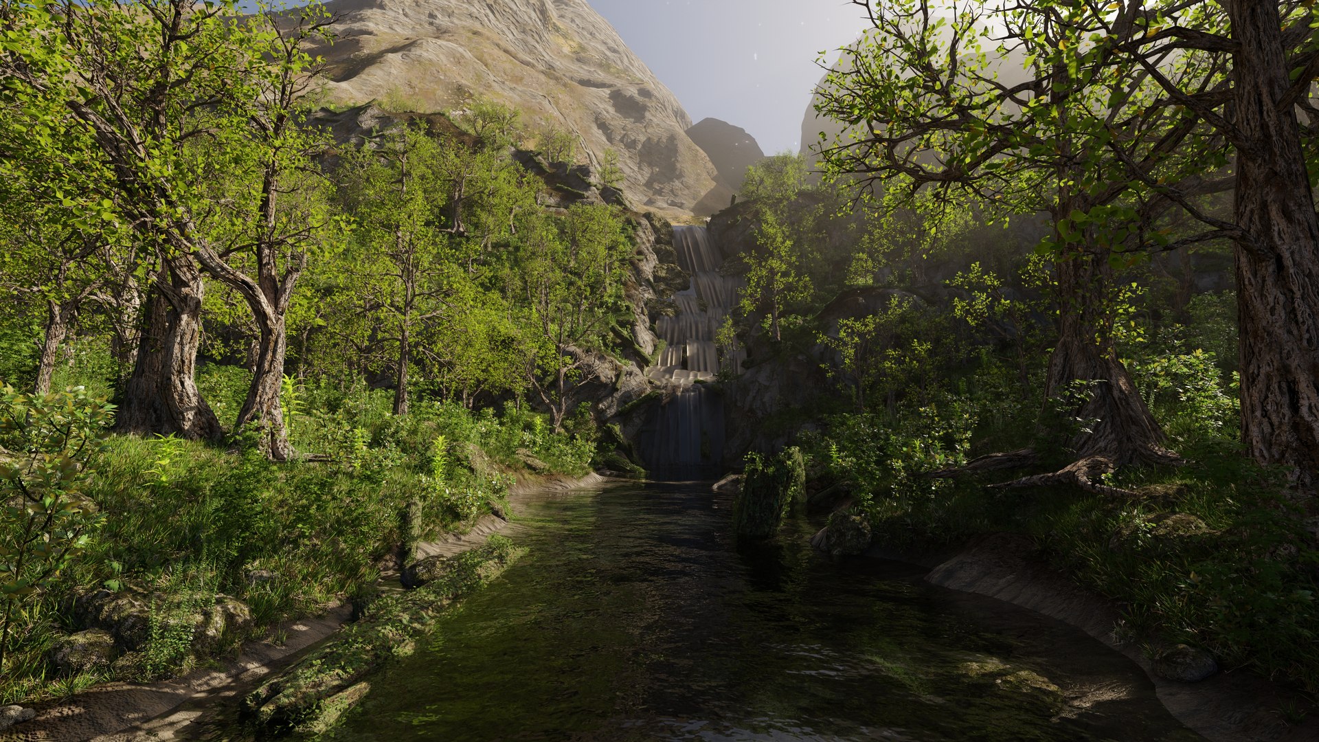 3D Small Waterfall Scene - TurboSquid 1906595
