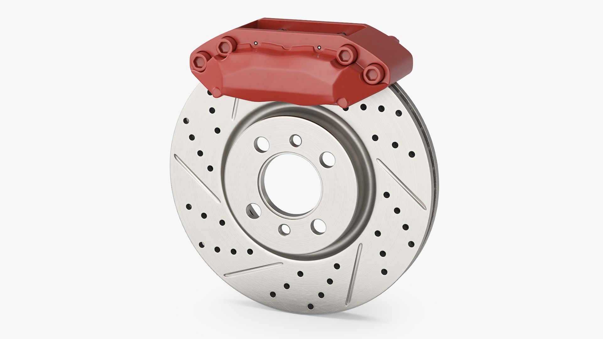 3D Red Racing Brake Rotor With Ventilation - TurboSquid 2389931