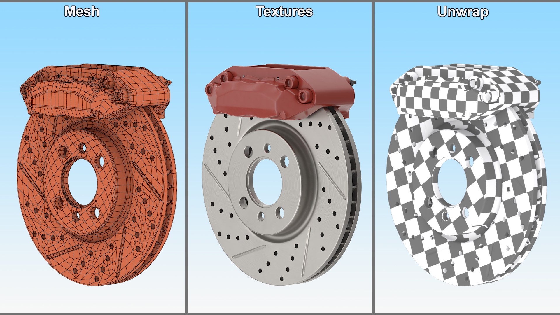 3D Red Racing Brake Rotor With Ventilation - TurboSquid 2389931