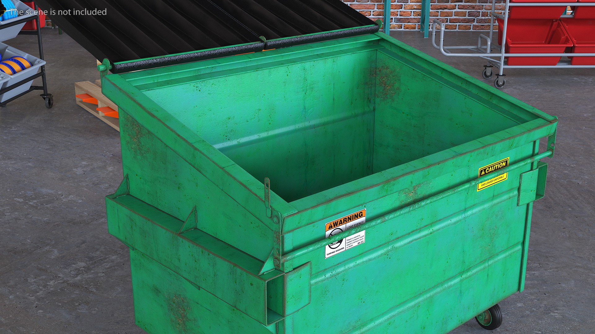 3D Industrial Dumpster With Open Lid - TurboSquid 2193891