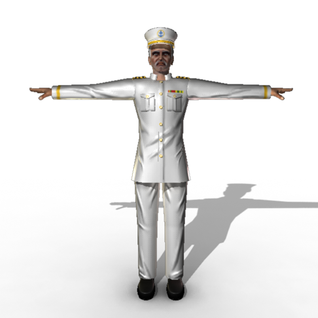3d model of rigged boat captain