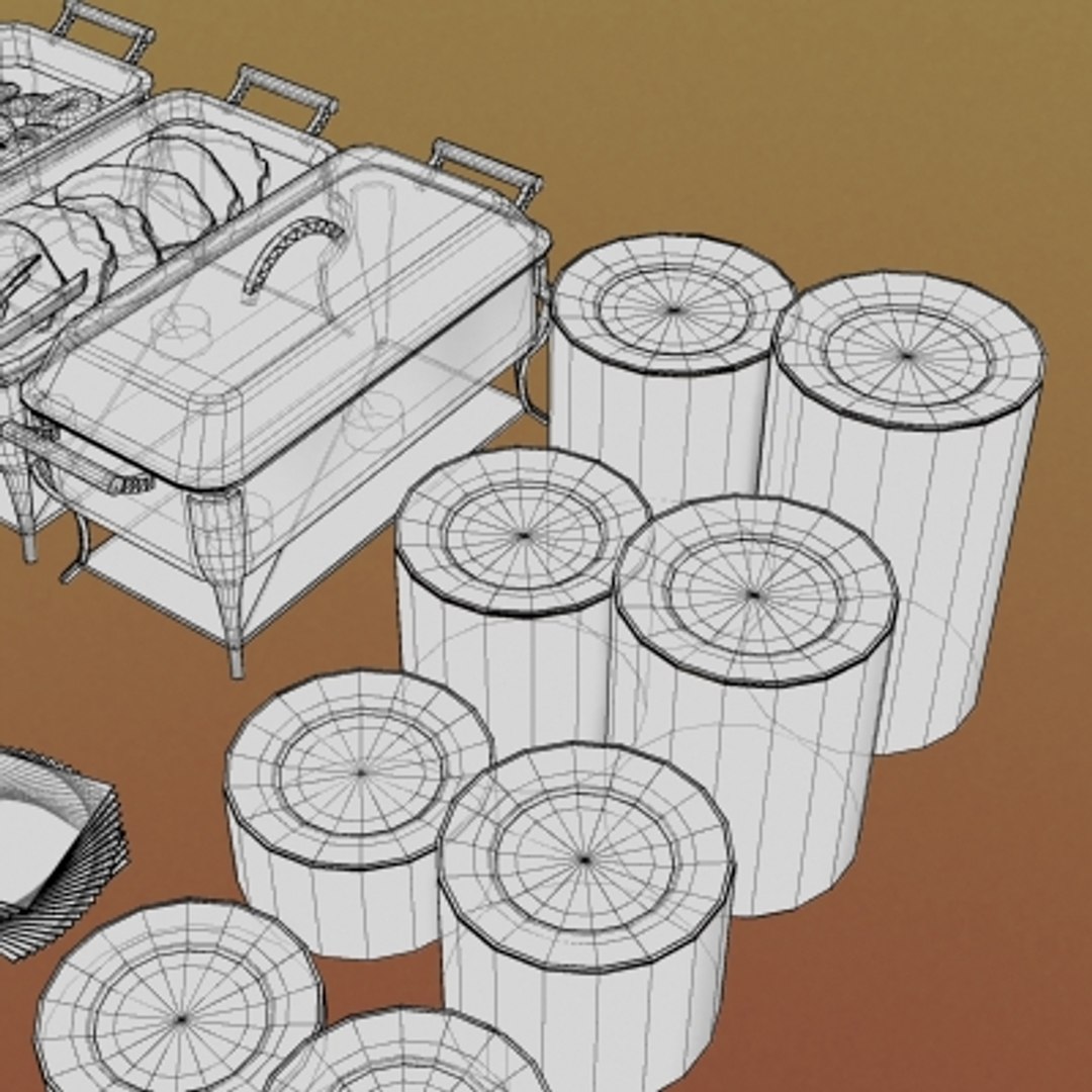 3d Banquet Buffet Clutter Model