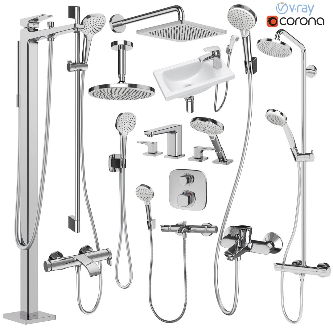 Faucets And Shower Systems Hansgrohe Set 177 3D Model - TurboSquid 1955363
