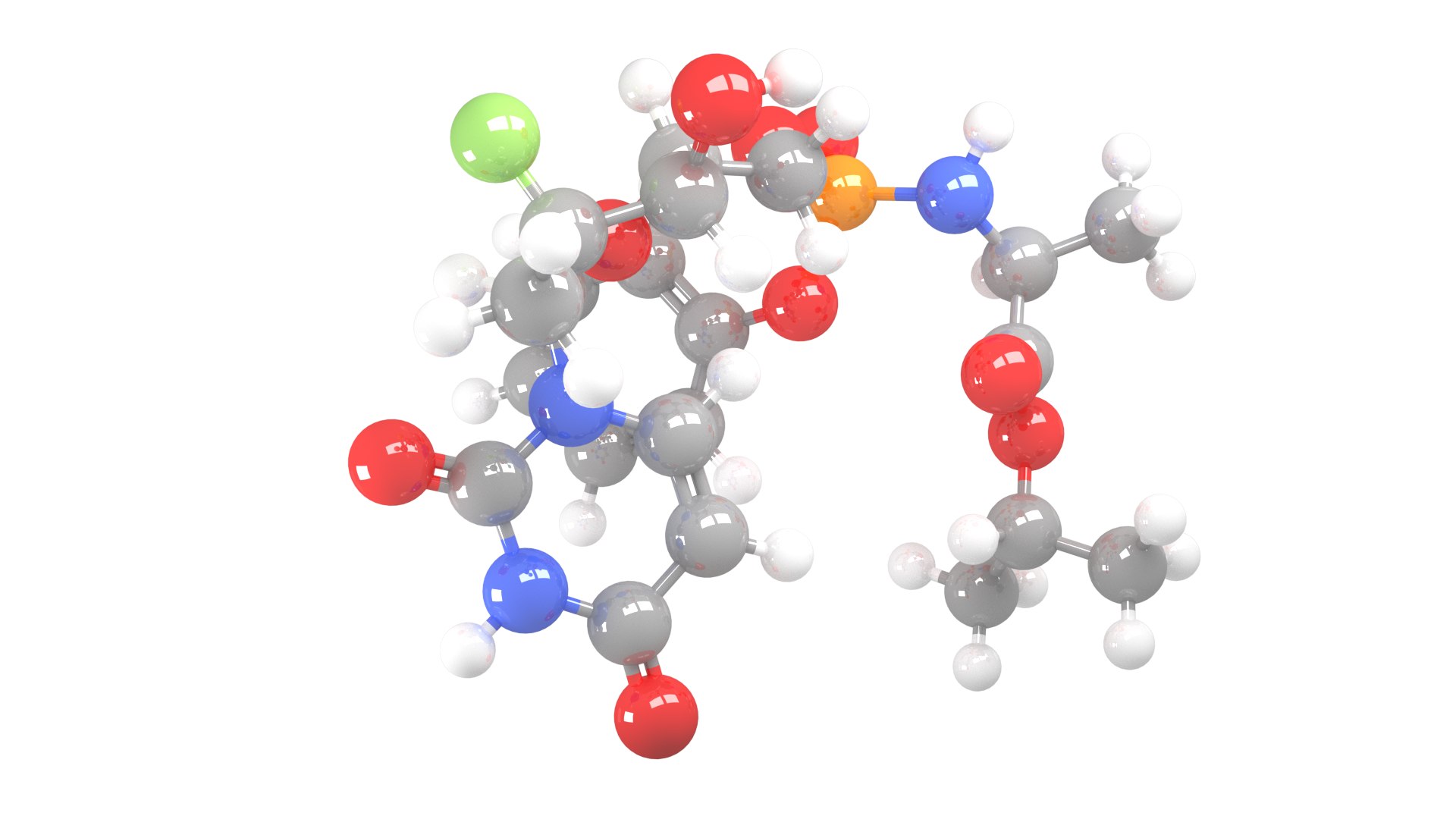 3D Sofosbuvir - C22H29FN3O9P Molecular Structure Model - TurboSquid 1746180