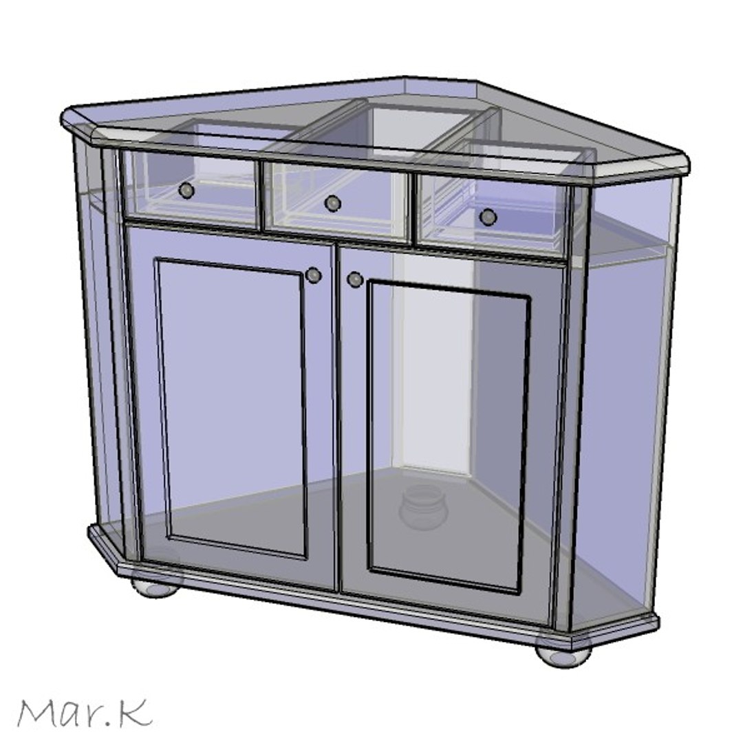 3d Corner Chest Model