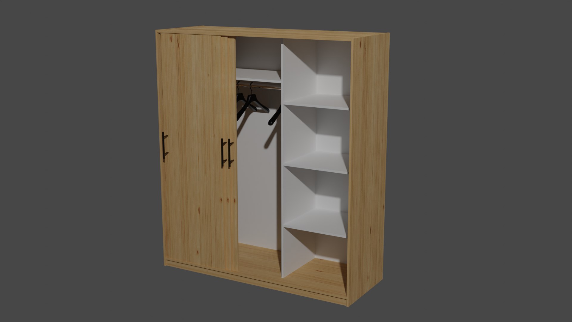 3D Clothing Wardrobe With Sliding Doors - TurboSquid 2108661