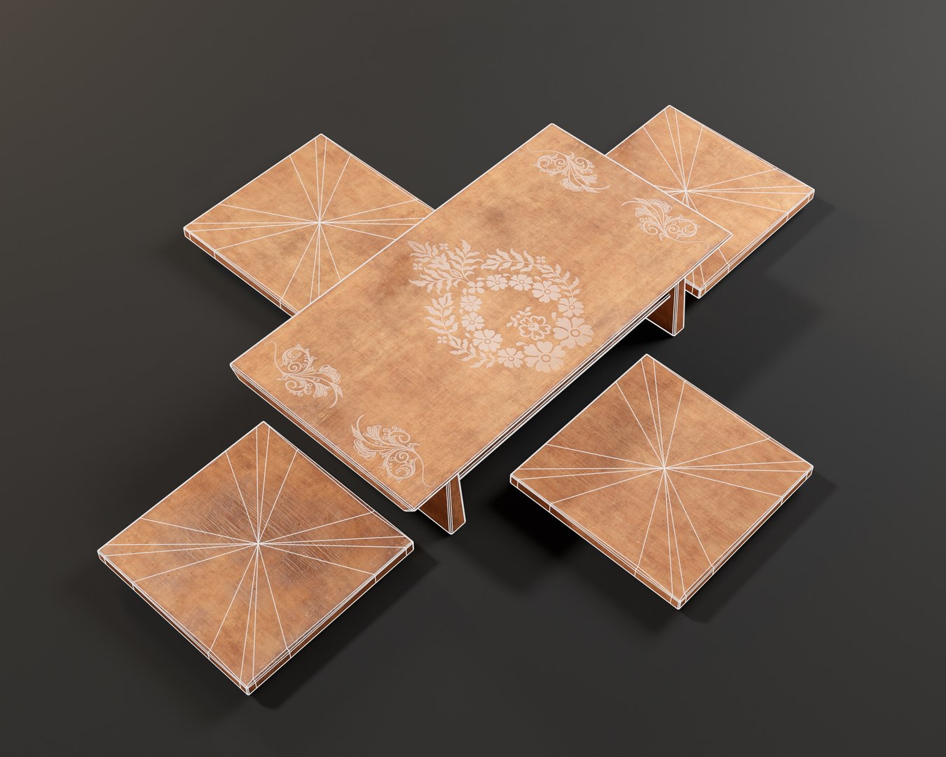 Japanese Short Dining Table 3D - TurboSquid 2357189