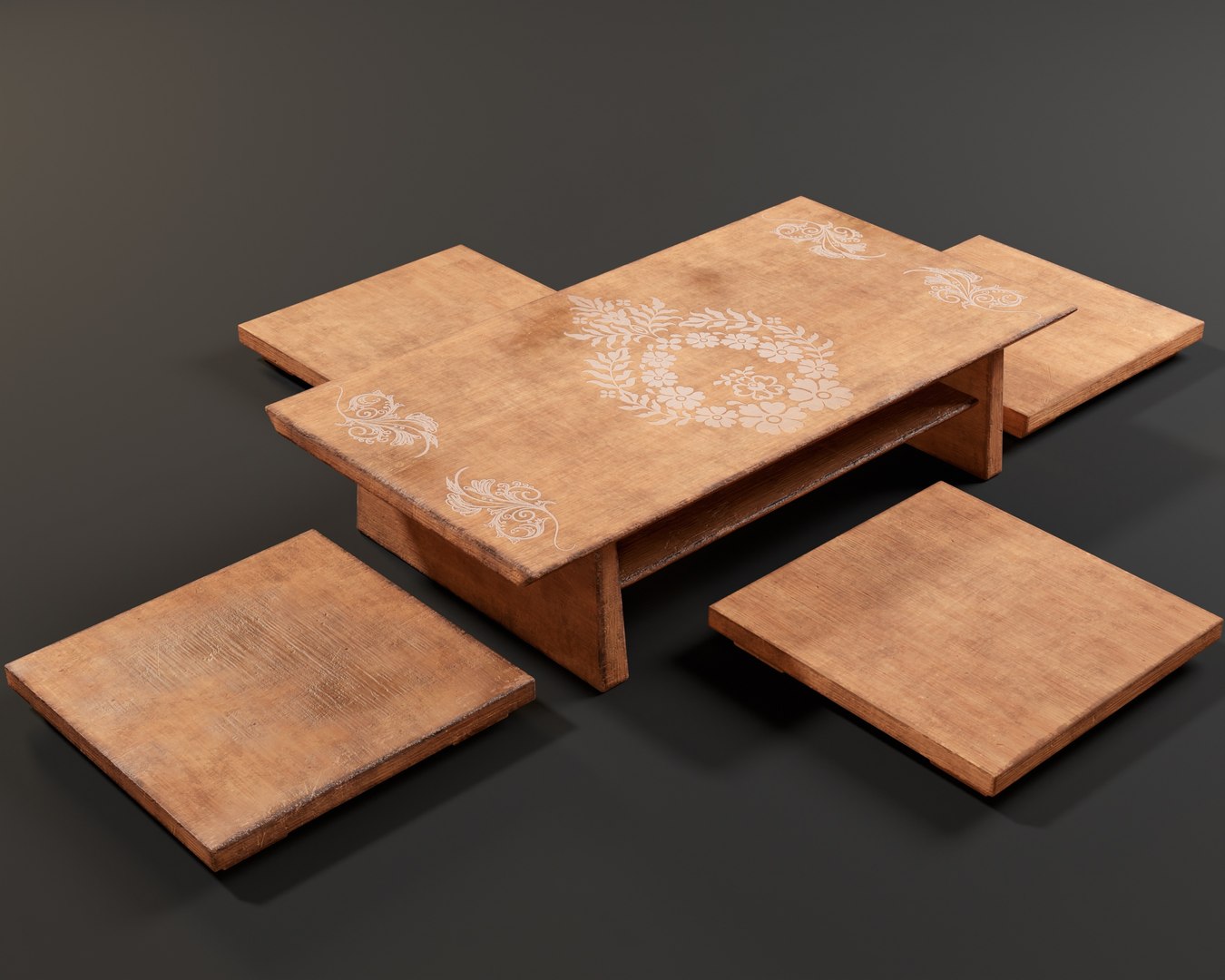 Japanese Short Dining Table 3D - TurboSquid 2357189