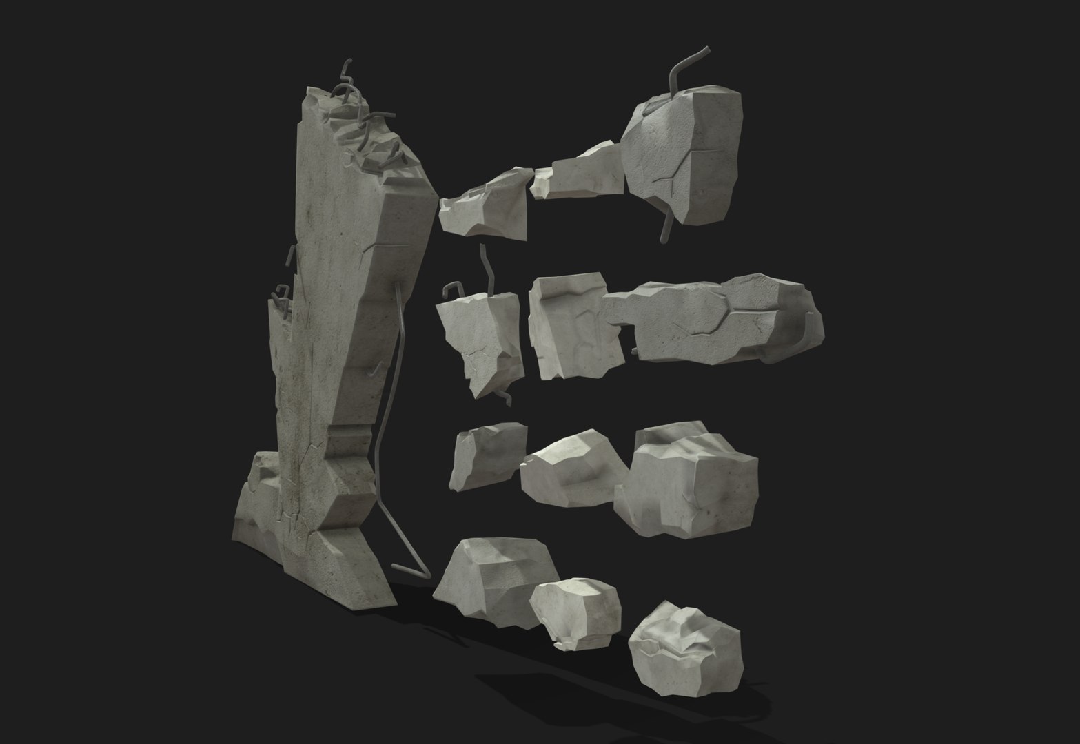 Concrete Broken 3D Model - TurboSquid 1896673