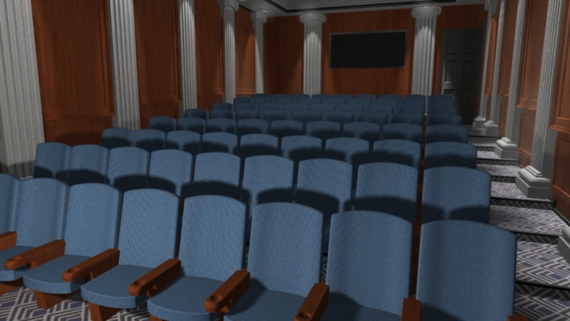 Small Screening Room Scene 3d Obj