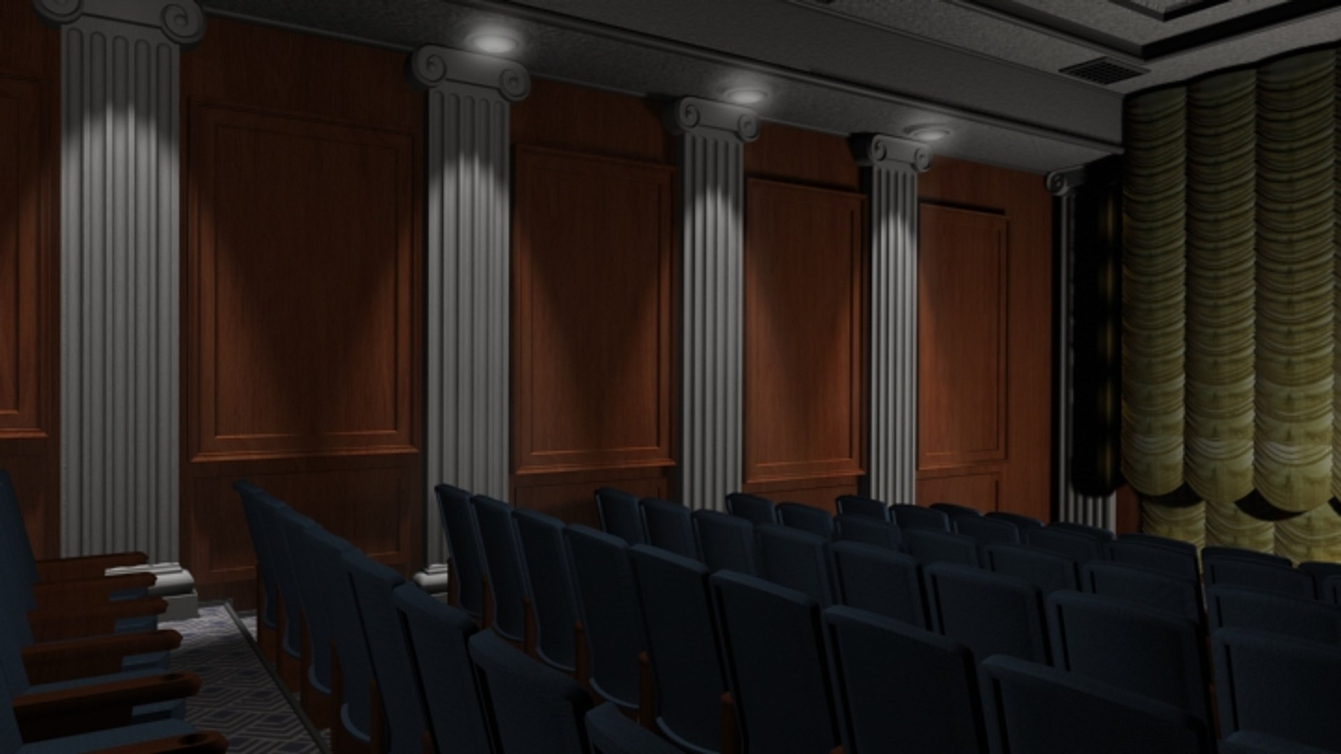 Small Screening Room Scene 3d Obj