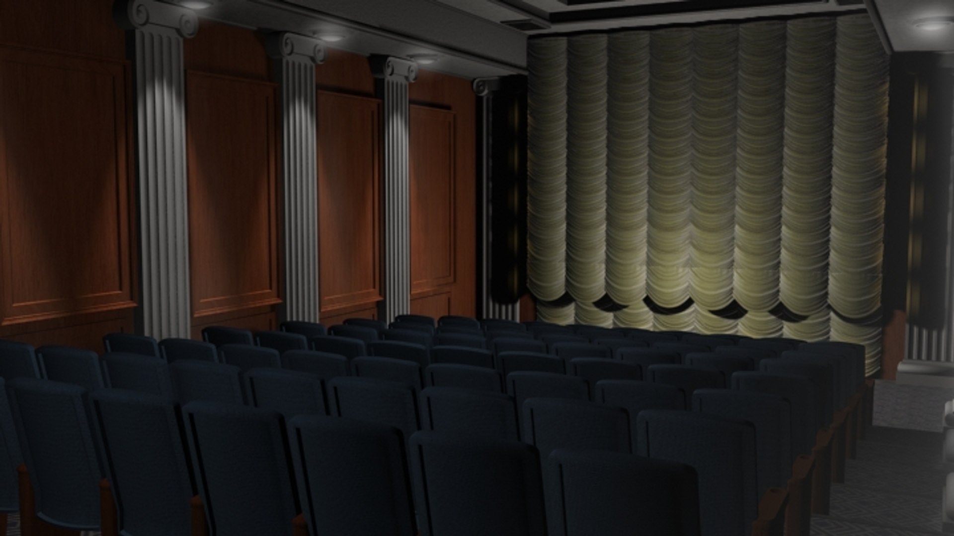 Small Screening Room Scene 3d Obj