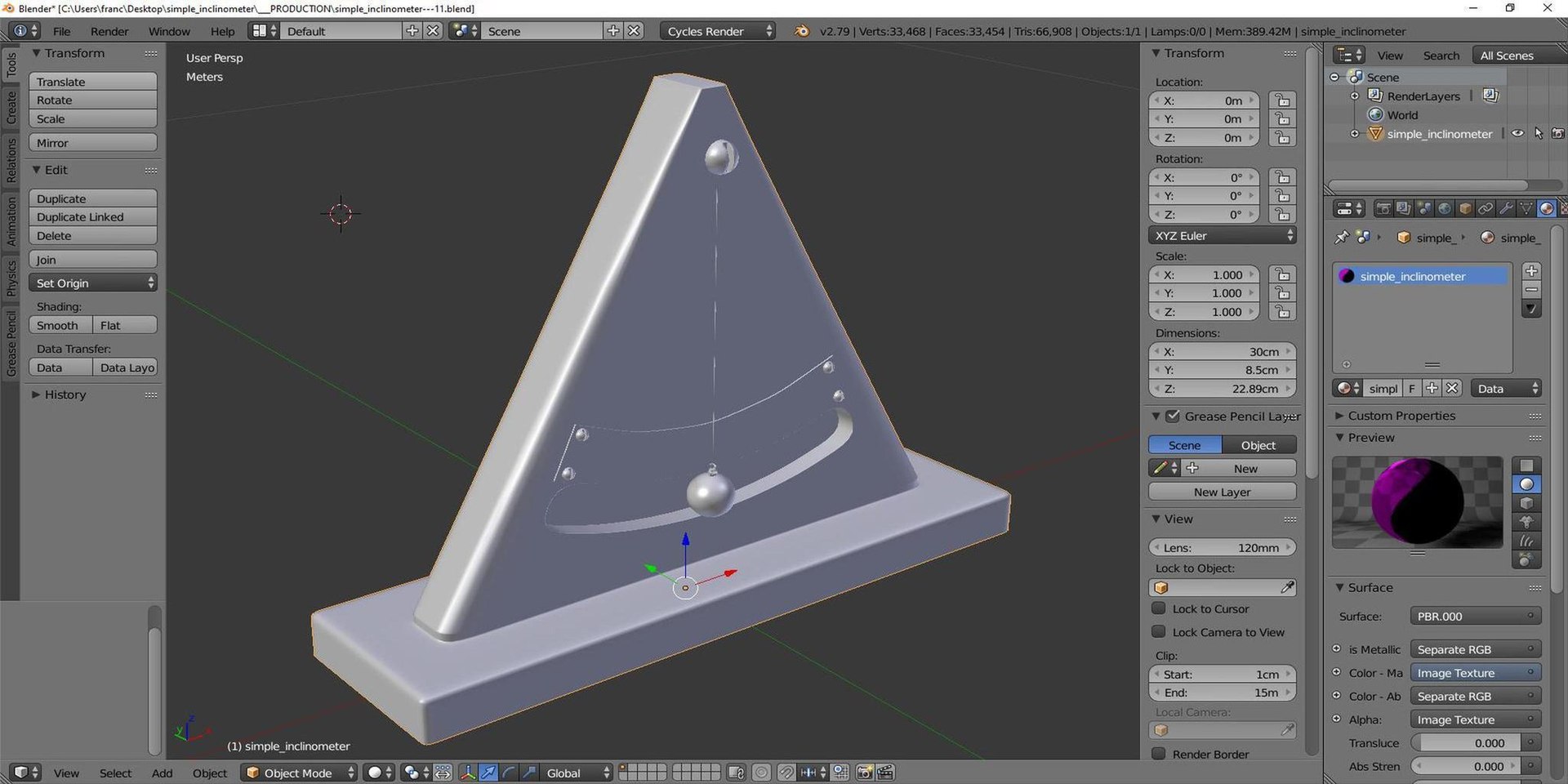 Simple Inclinometer 3D - TurboSquid 1599334