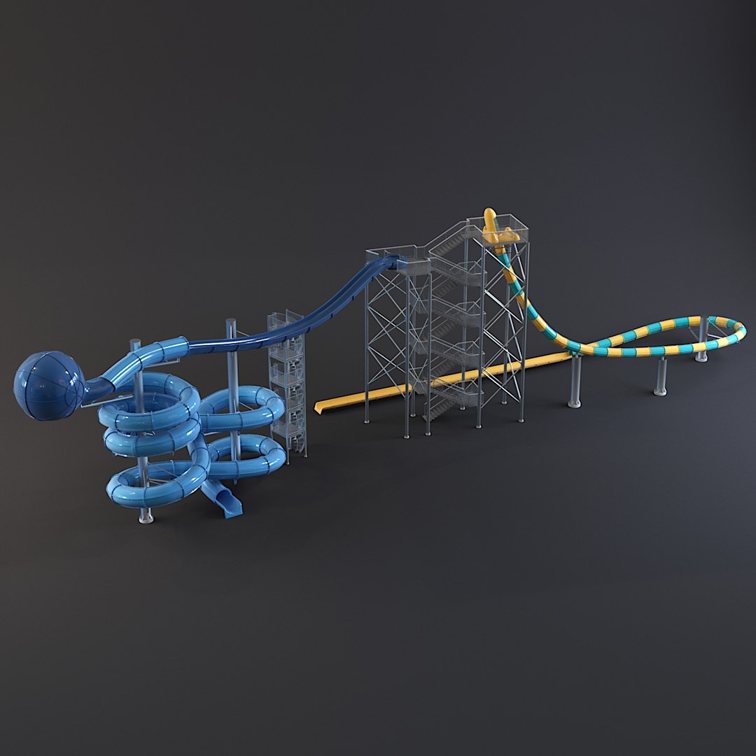 3D Water Park Slides Model - TurboSquid 1203515