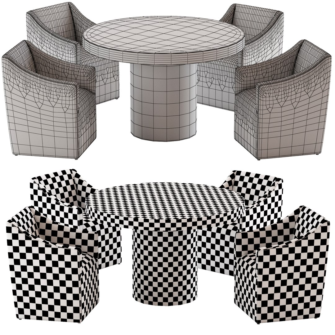 3D Coco Republic Avalon Dining Chair And Regent Table - TurboSquid 2166489