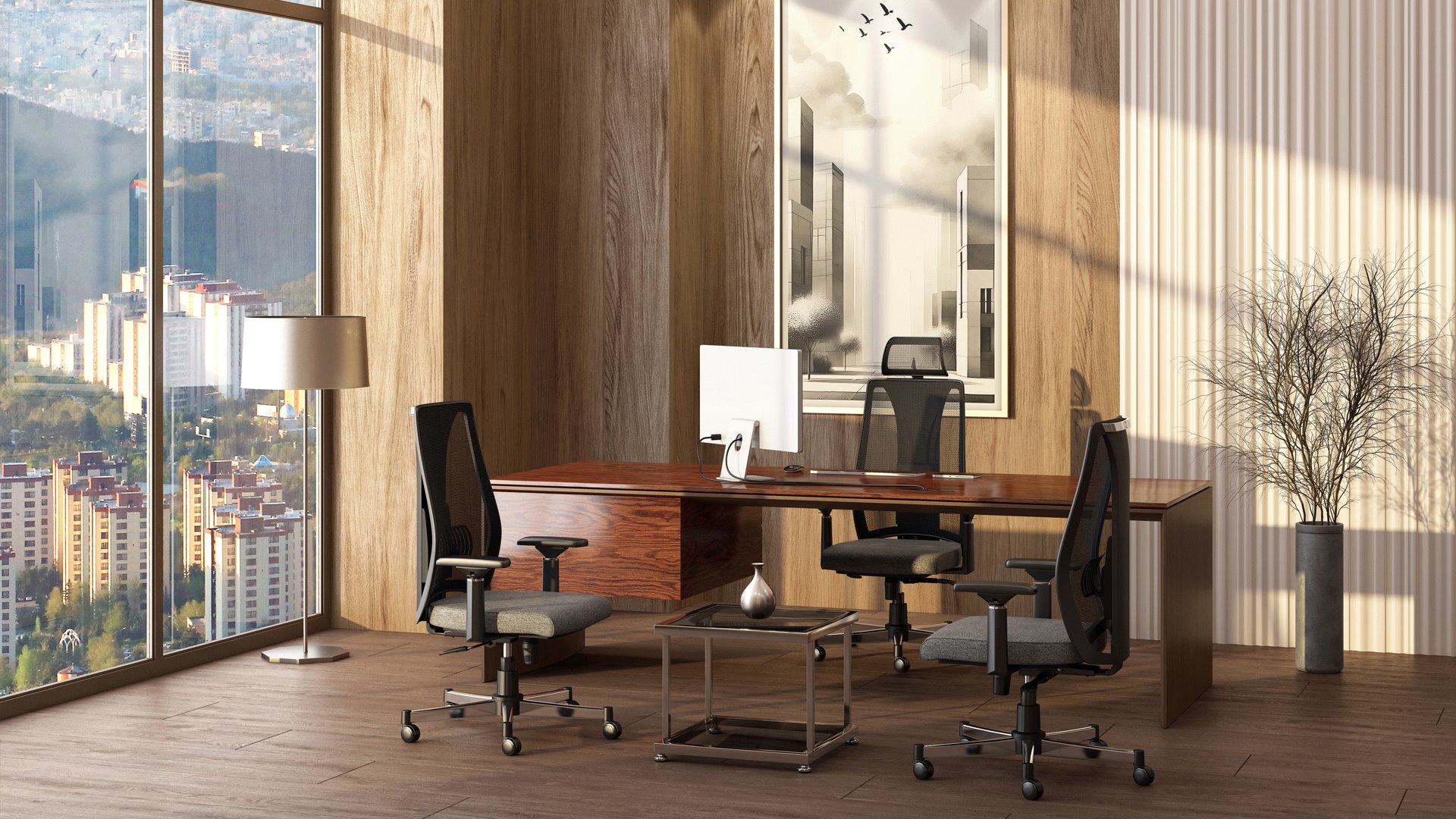 3D Model Boss Office Design With Minotti Linha Studio - TurboSquid 2259292