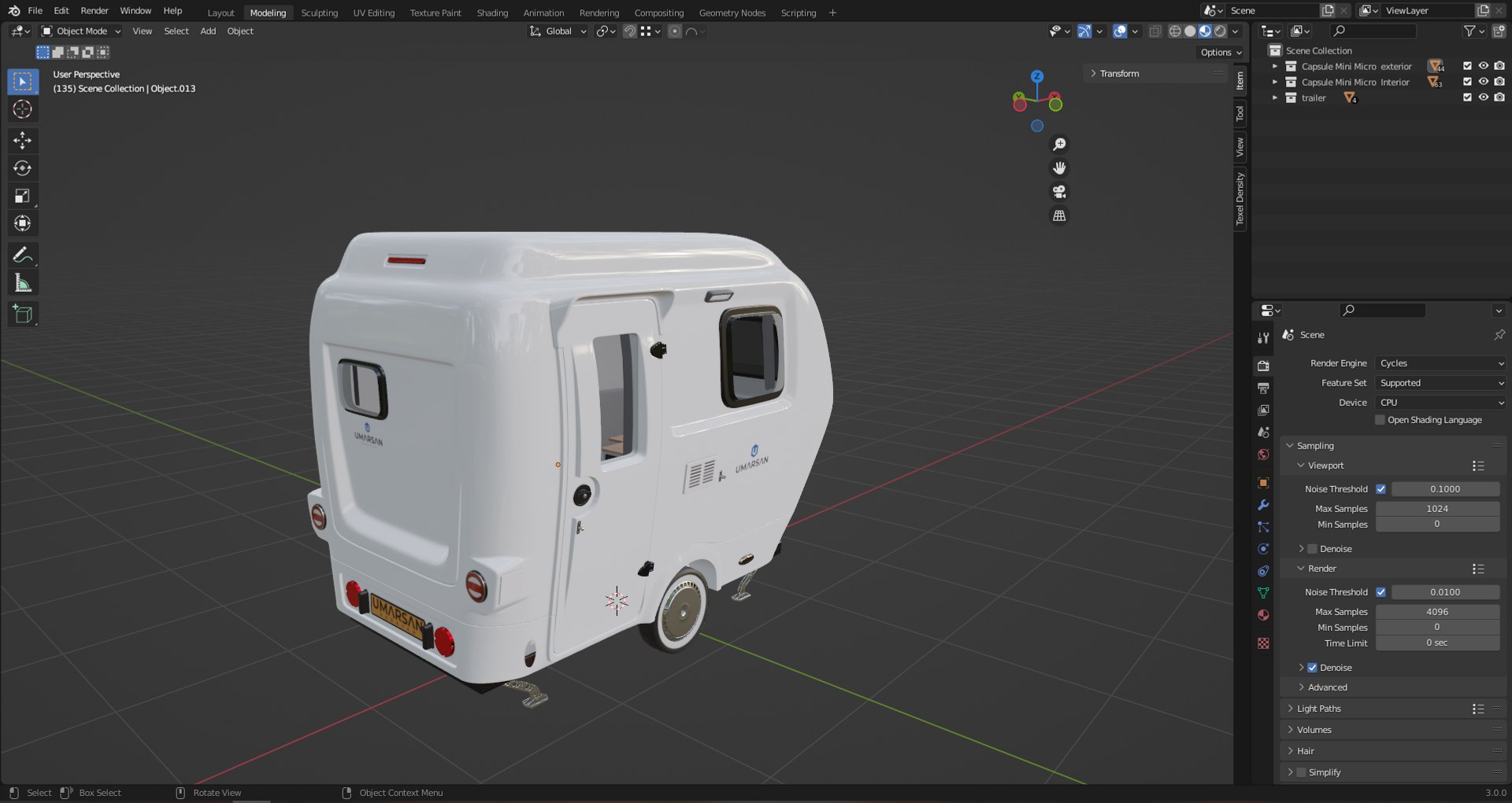 Capsule Caravans Mini Micro Camper Trailer Glacier White 3D ...