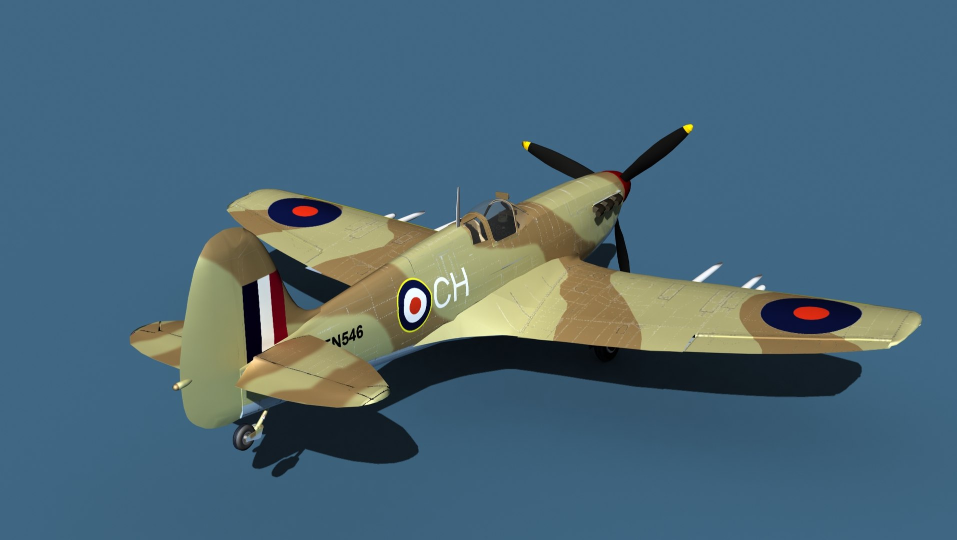 3D Supermarine Spitfire Mk5C V07 RAF - TurboSquid 1925111